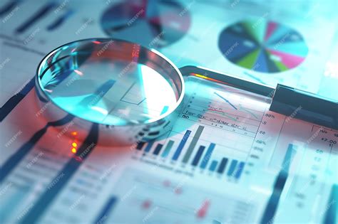 Premium Photo Magnifying Glass Over Business Charts And Graphs
