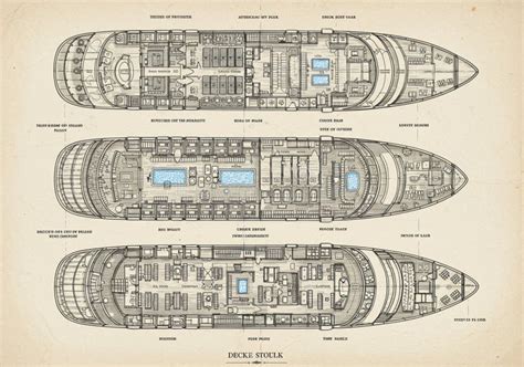 Detailed Schematic Showing The Layout Of A Yacht S Three Decks