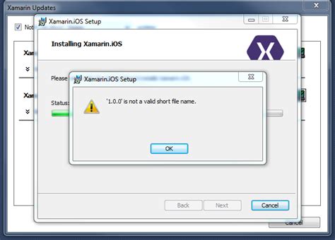 C 100 Is Not A Valid Short File Name When Installing Xamarin Iossetup And Android