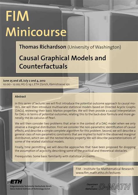 Causal Graphical Models And Counterfactuals Fim Institute For Mathematical Research Eth Zurich