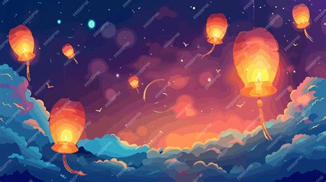 Sky Lantern Festival In Chinese Thai And Japanese Culture Premium Ai