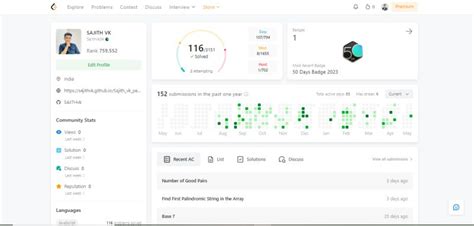 completed 100 leetcode questions sajith vk posted on the topic