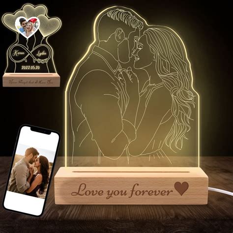 Personalised 3d Portrait Illusion Photo Lamp Custom Picture Engraved