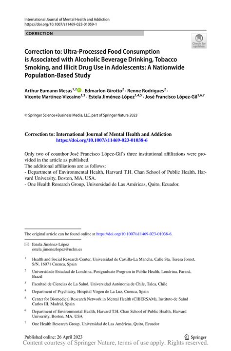 Pdf Correction To Ultra Processed Food Consumption Is Associated With Alcoholic Beverage