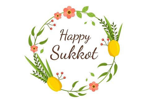 Happy Jewish Holiday Sukkot Hand Drawn Cartoon Flat Illustration With