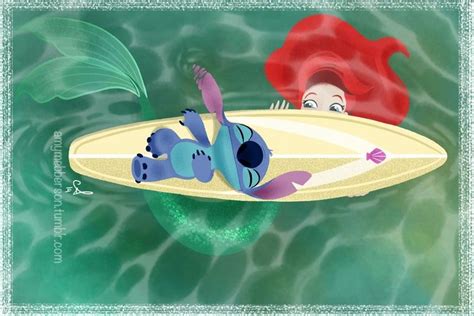 Arial And Stitch Disney Paintings Disney Wallpaper Disney Princess