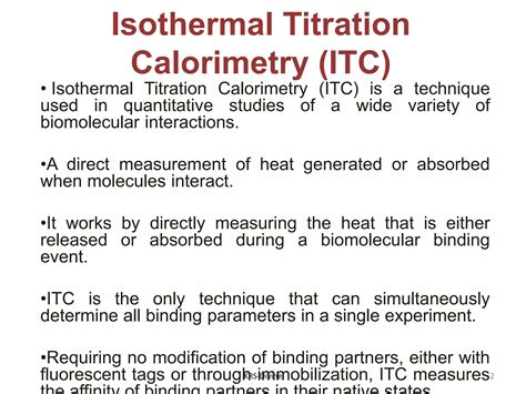 Isothermal Titration Calorimetry Itc Pptx Chemistry Science