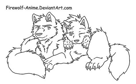 Anime Wolf Couples Coloring Pages