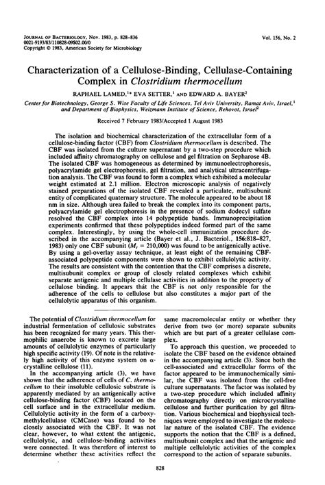 Characterization Of A Cellulose Binding Cellulase Containing Complex