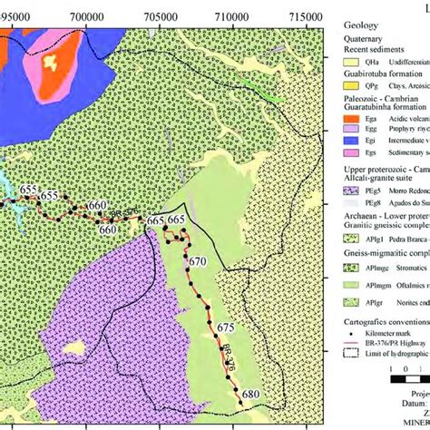 Geologic Map With The Main Lithotypes Modified From Mineropar 2005