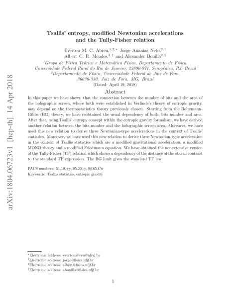 pdf tsallis entropy modified newtonian accelerations and the tully