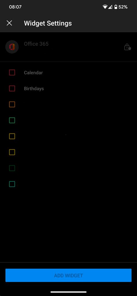 Personally Owned Android Device Outlook Calendar Widget Cant Select