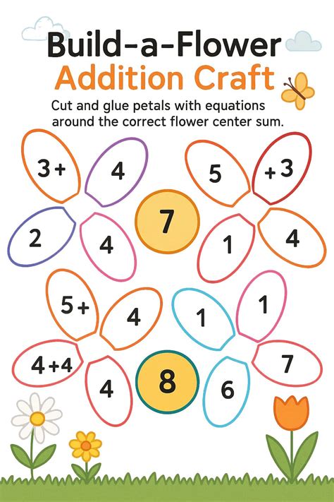 Build A Flower Addition Craft Worksheet Download And Print Now