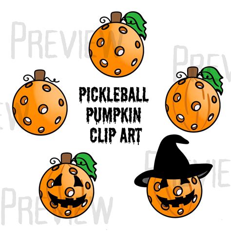 Halloween Pickleball Clip Art Ghosts Witches And Pumpkins For