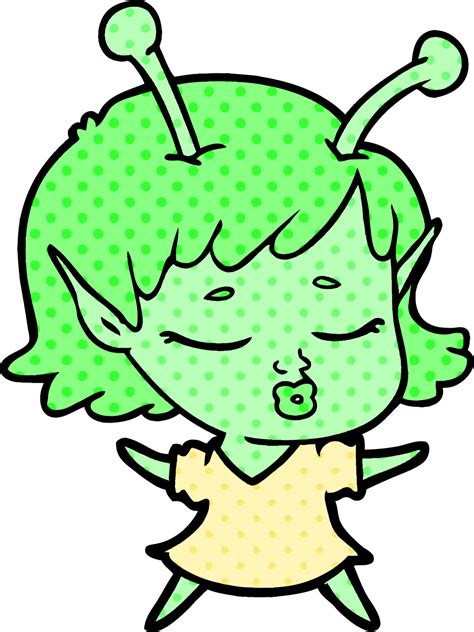 Cute Alien Girl Cartoon 12419110 Vector Art At Vecteezy