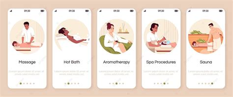 Mobile App Screen Vector Template For Onboarding Spa Resort Procedures