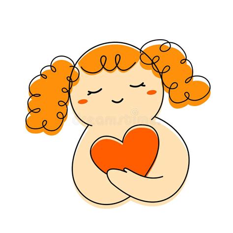 Hug Yourself Cartoon Love Yourself Concept For Mental Health Sadness