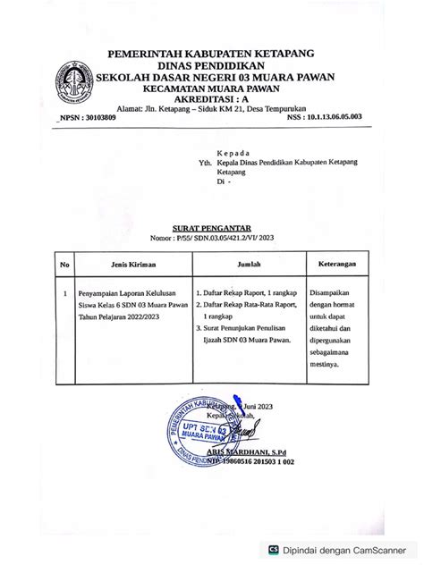 Laporan Kelulusan Siswa Kelas 6 Sd Negeri 03 Muara Pawan Tahun Pelajaran 2022 2023 Pdf