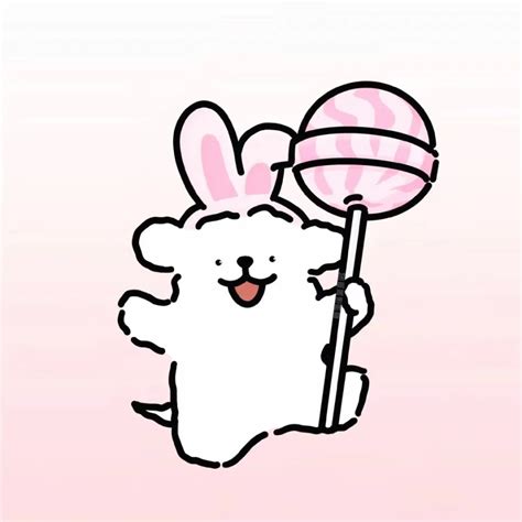 可爱兔子手持粉色棒棒糖，萌趣头像来袭 男女头像｜确实是不舍得换的头像表情包图片动图 求表情网斗图从此不求人