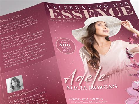 Pink Funeral Program Template For Canva Floral Pink Behance