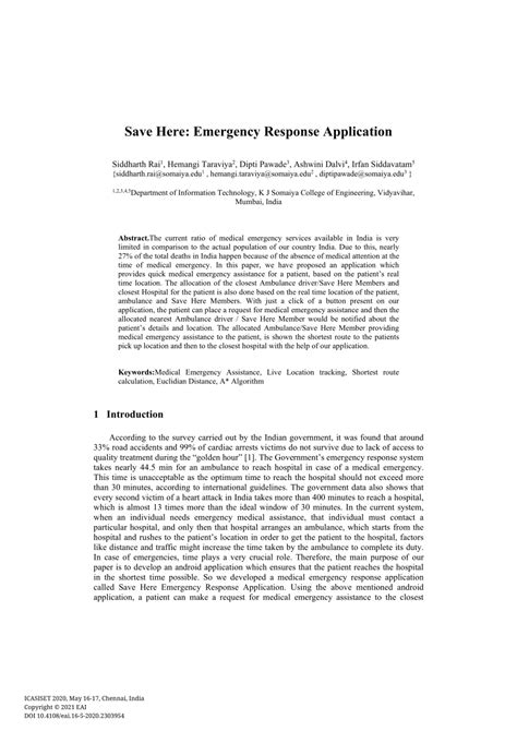 Pdf Save Here Emergency Response Application