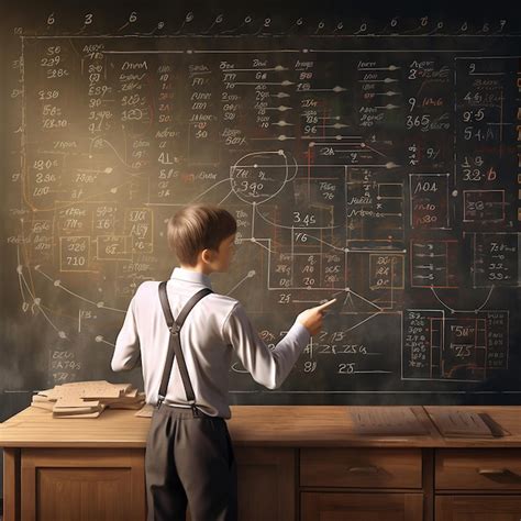 Premium Ai Image Teacher Who Is Writing Math Formulas On The Class Blackboard