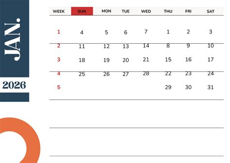 Free 2026 Calendar With Week Numbers Template To Edit Online