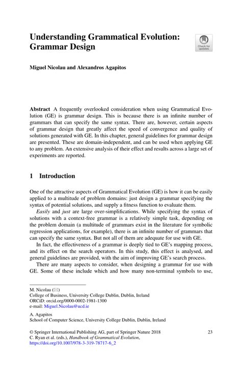 Pdf Understanding Grammatical Evolution Grammar Design