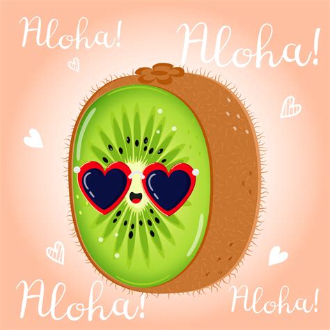 Cute Funny Kiwi Fruit Character Vector Hand Drawn Cartoon Kawaii
