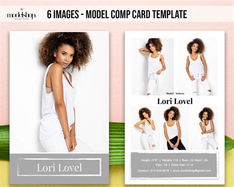 Modeling Comp Card 6 Image Model Comp Card Template Actor Comp Card