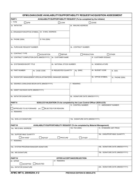 Afmc Imt Form 8 Fill Out Sign Online And Download Fillable Pdf