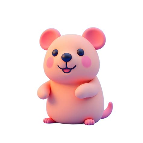 Adorable Pink Mouse A Cute 3d Rendered Cartoon 55029389 Png