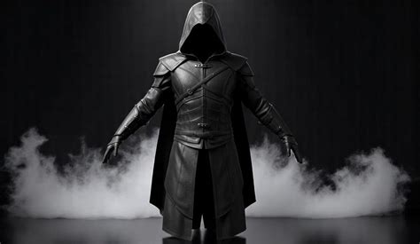 Black Leather Assassin Cloak And Armor Set Hooded Fantasy Warrior