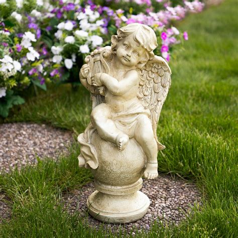 Northlight 12 Weathered Cherub With Lyre Outdoor Patio Garden Statue
