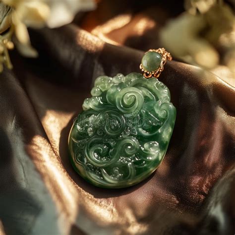 Intricate Detail Of A Traditional Chinese Jade Pendant Showcasing