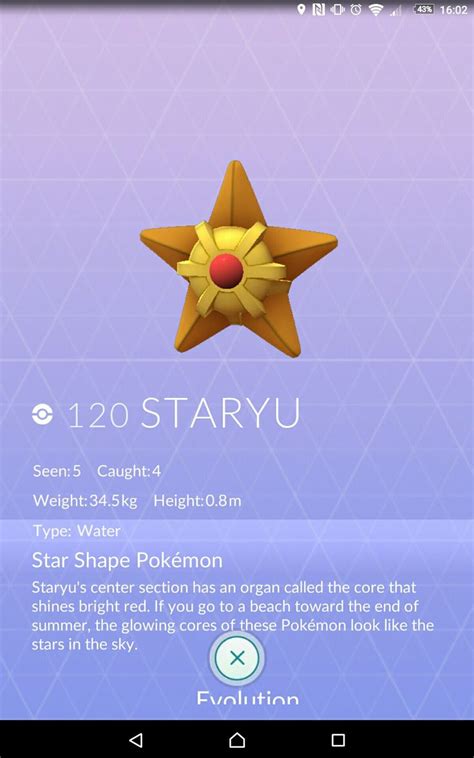 Staryu Pokemon Star Sky Star Shape