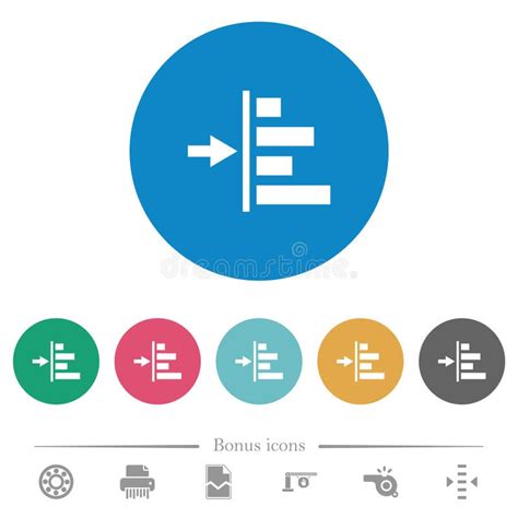 Increase Left Indentation Of Content Flat Round Icons Stock Vector