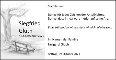 Traueranzeigen Von Siegfried Gluth Trauer In Nrwde