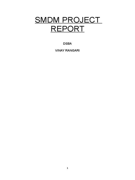 Smdm Project Vinay Rangari 25 June 2023 Pdf Banks Credit