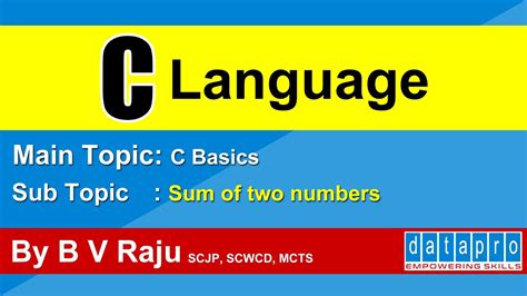 C Language Sum Of Two Integers C Language Tutorial For Beginners