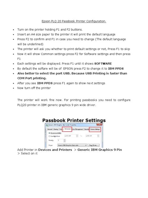 Passbook Printer Configuration Pdf