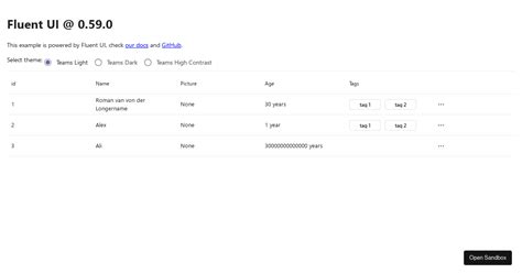 Fluent Ui Example Codesandbox