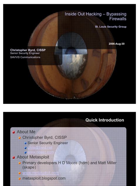 Inside Out Hacking Bypassing Firewalls Christopher Byrd Cissp Pdf