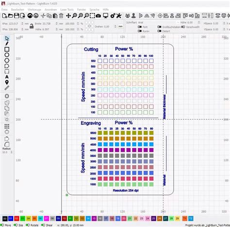 Lightburn Test Pattern • Material Test Card • Test Grid • Laser Cut