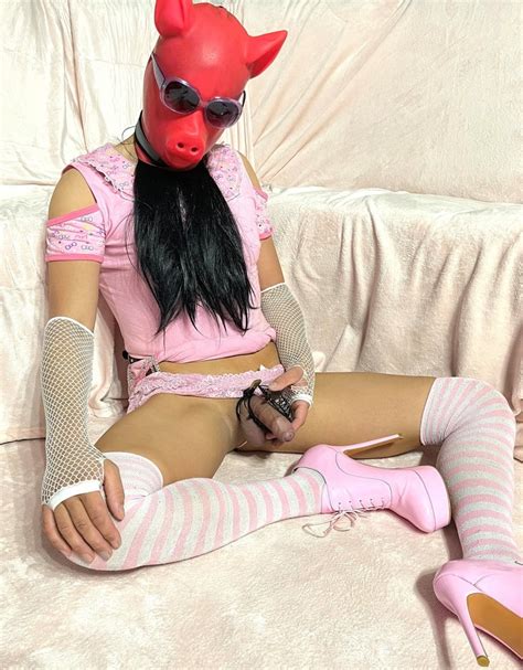 Sissy Wearing A Pink Dress Heels And Chastity Cage Pt 2 26 Pics