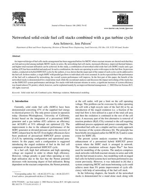 Pdf Networked Solid Oxide Fuel Cell Stacks Combined With A Gas