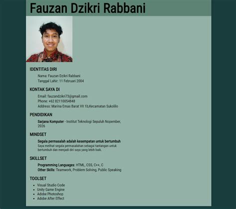 tugas pembuatan cv menggunakan html