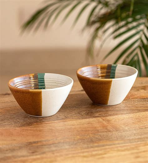 Buy Zen Garden Hand Glazed 300ml Ceramic Set Of 2 Serving Bowls At 44