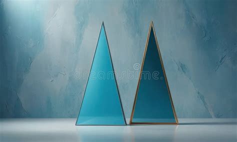 Two Blue Triangles Are Standing Next To Each Other On A White Surface Stock Illustration
