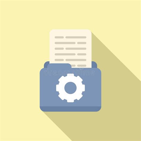 Mail Gear Folder Icon Flat Vector Page Report Stock Vector